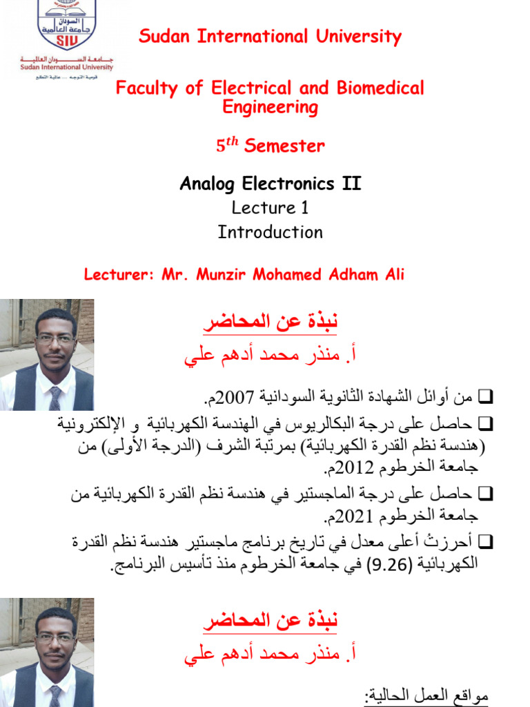 Analog Electronics Ii Lecture 1 Pdf Amplifier Electronic Circuits