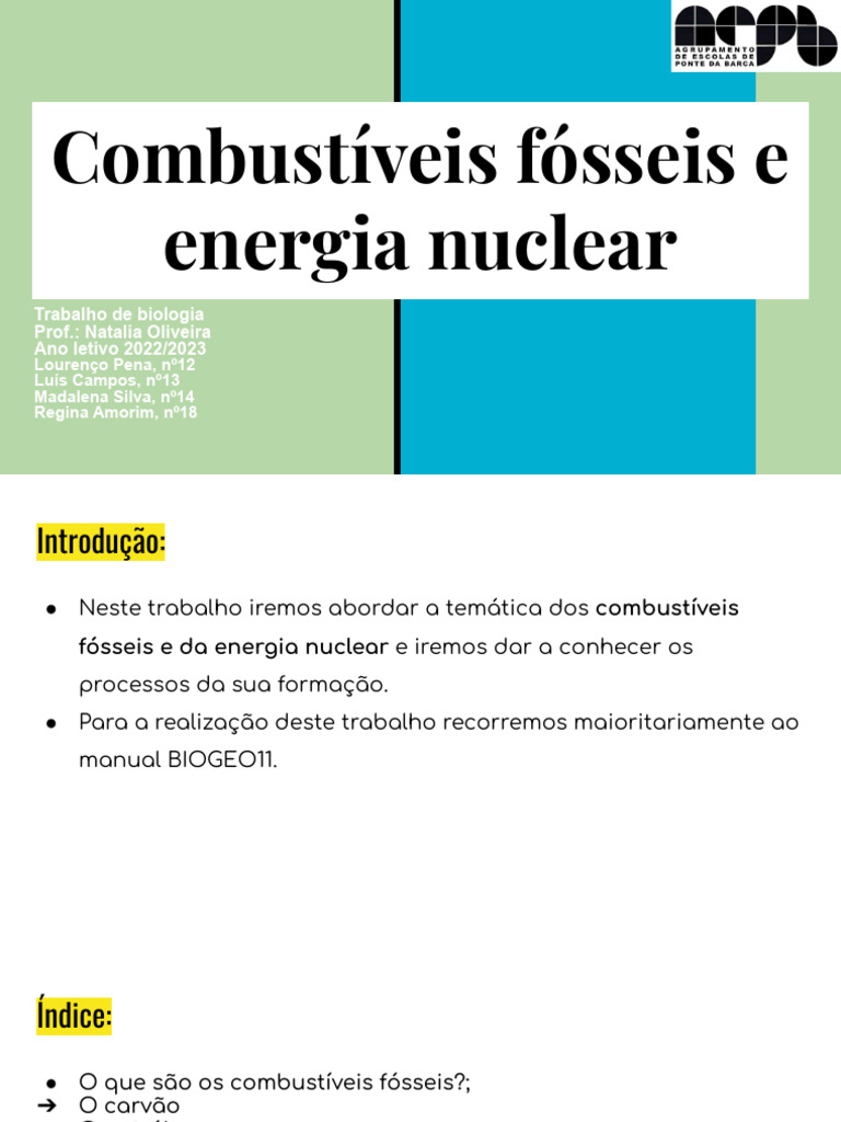 Combustíveis Fósseis e Energia Nuclear | PDF | Combustíveis fósseis | Terra