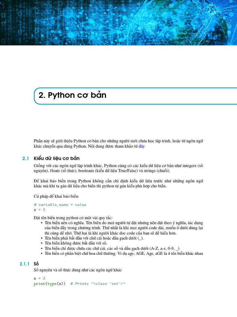python cơ bản - v2-trang-2 | PDF
