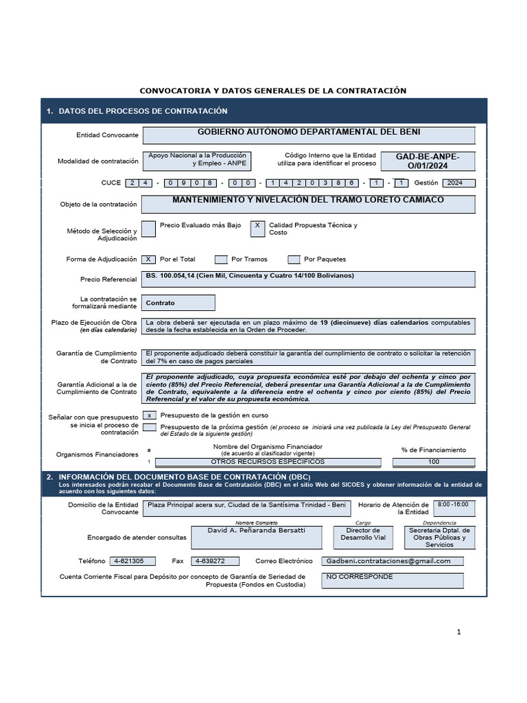 It Beni | PDF | Presupuesto