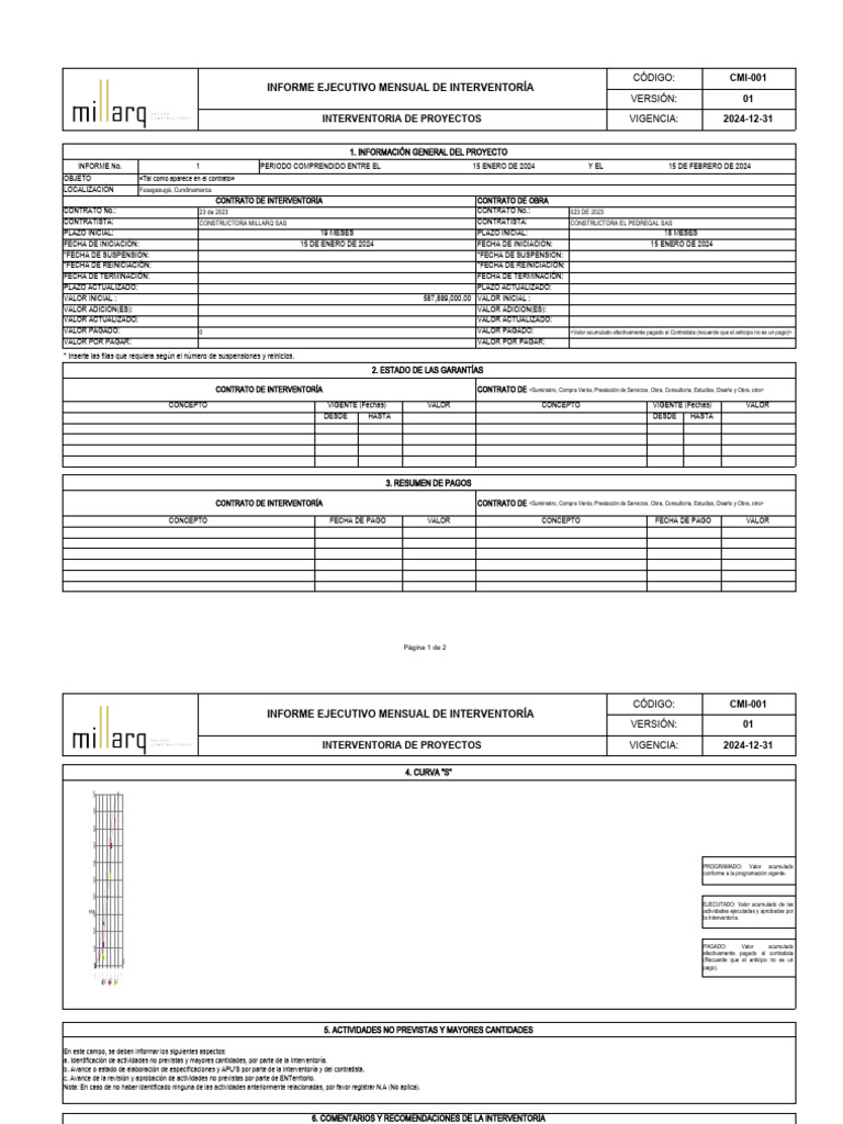 Informe Mensual de Interventoría 2024 | PDF