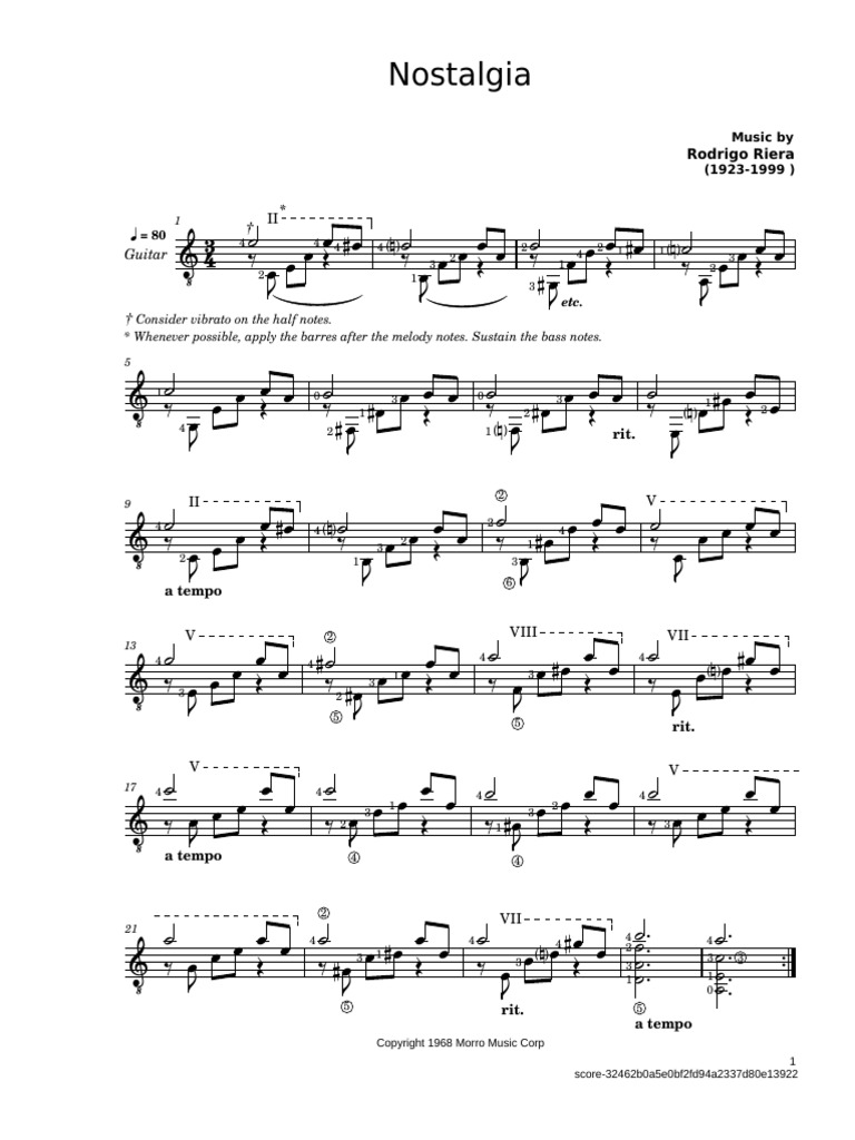Nostalgia Rodrigo Riera | PDF | Guitars | Guitar Family Instruments