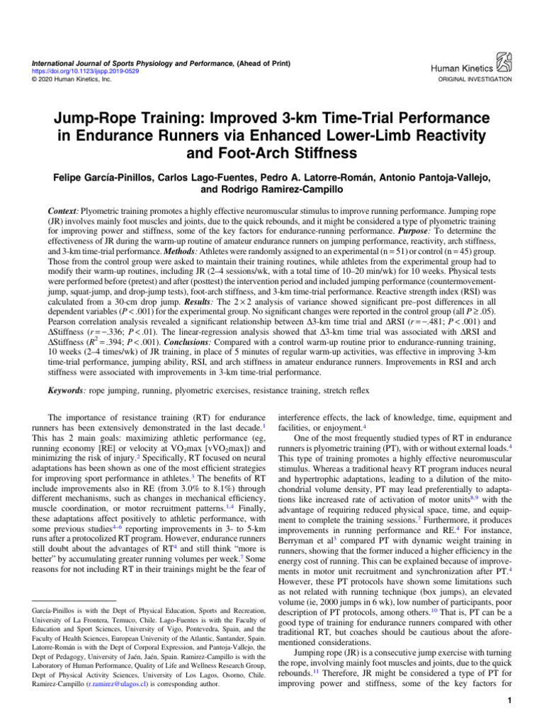 Jump-Rope Training - Improved 3-km Time-Trial Performance in Endurance ...