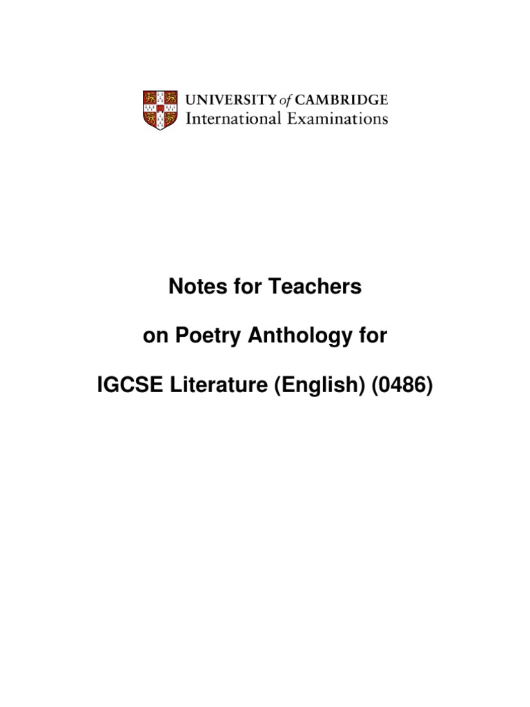 IGCSE Set Poems For 2007 | PDF