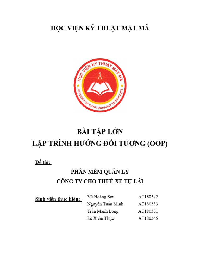 Bài tập lớn OOP L05 | PDF