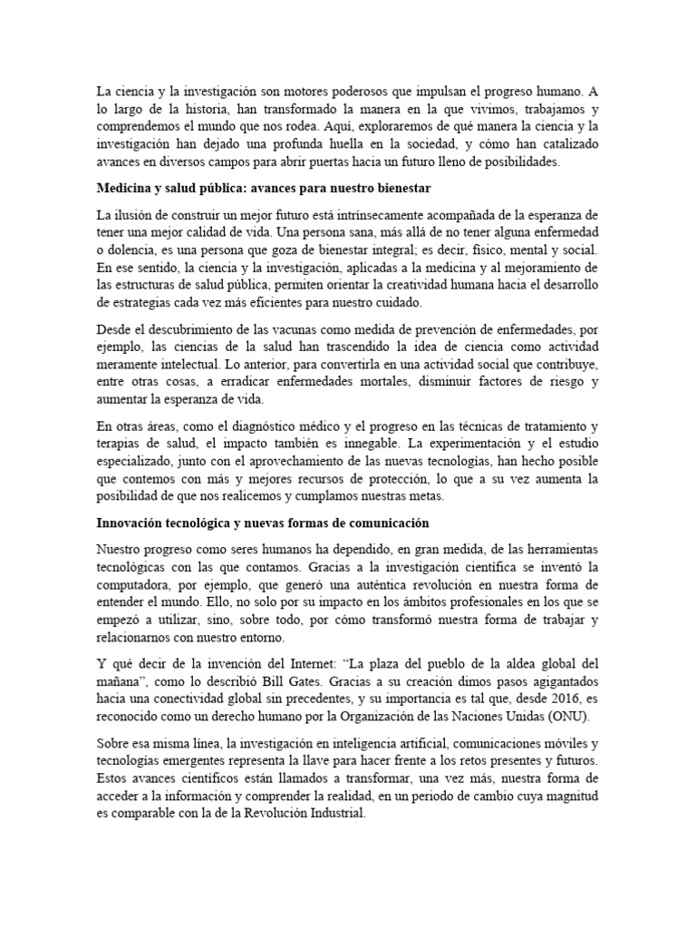 La Ciencia Y La Investigación Son Motores Poderosos Que Impulsan El