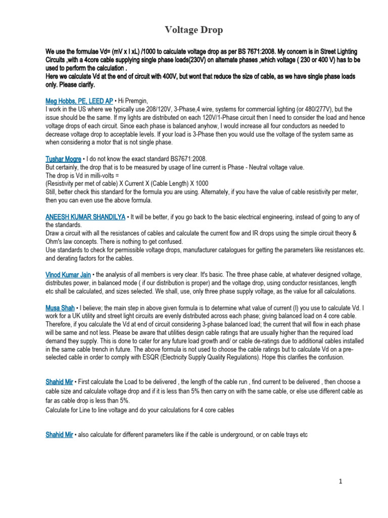 Voltage Drop Formula | PDF | Electrical Resistance And Conductance ...