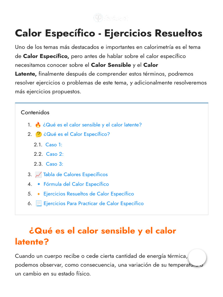 Calor Específico - Ejercicios Resueltos 【 Paso a Paso 】 - Fisi | Descargar gratis PDF | Calor ...