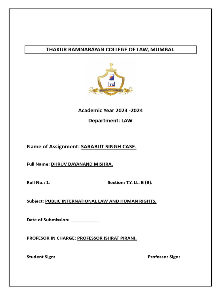 Sarabjit Singh Case | PDF