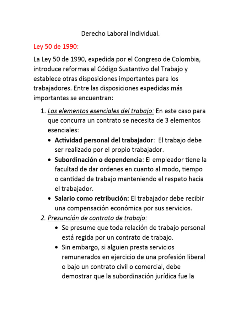 Ley 50 y 100 Derecho Laboral Individual | Descargar gratis PDF | Pensión | Economias