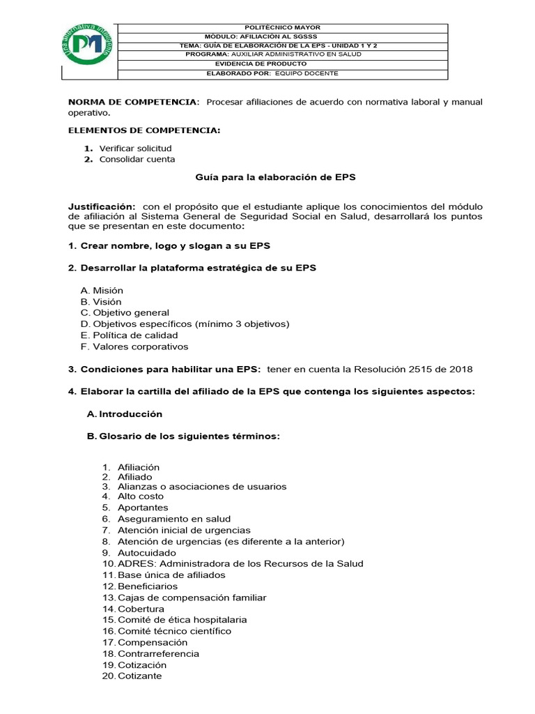 Guía para Elaboración de EPS Modificar Segun Norma UPC | PDF | Documento de identidad | Gobierno ...