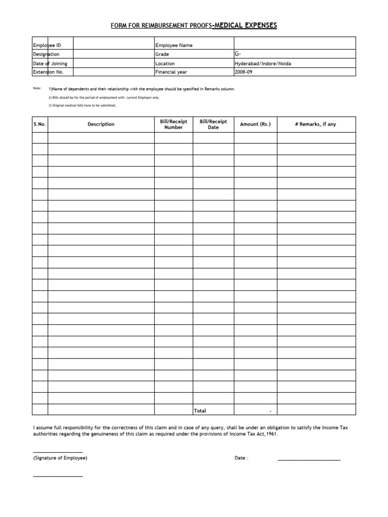 Reimbursement Form | PDF | Employment | Reimbursement