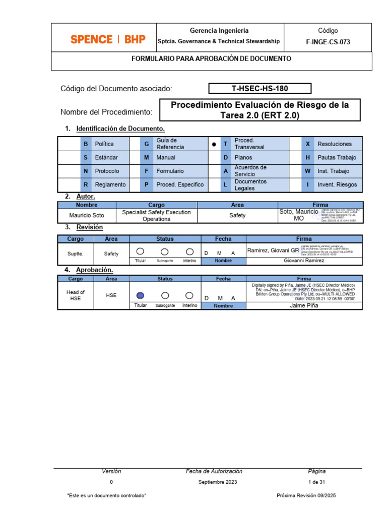 T-HSEC-HS-180 Procedimiento ERT 2.0 | PDF | Guante | Herramientas