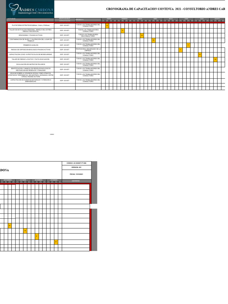 Formato Cronograma Capacitacion-006 | PDF