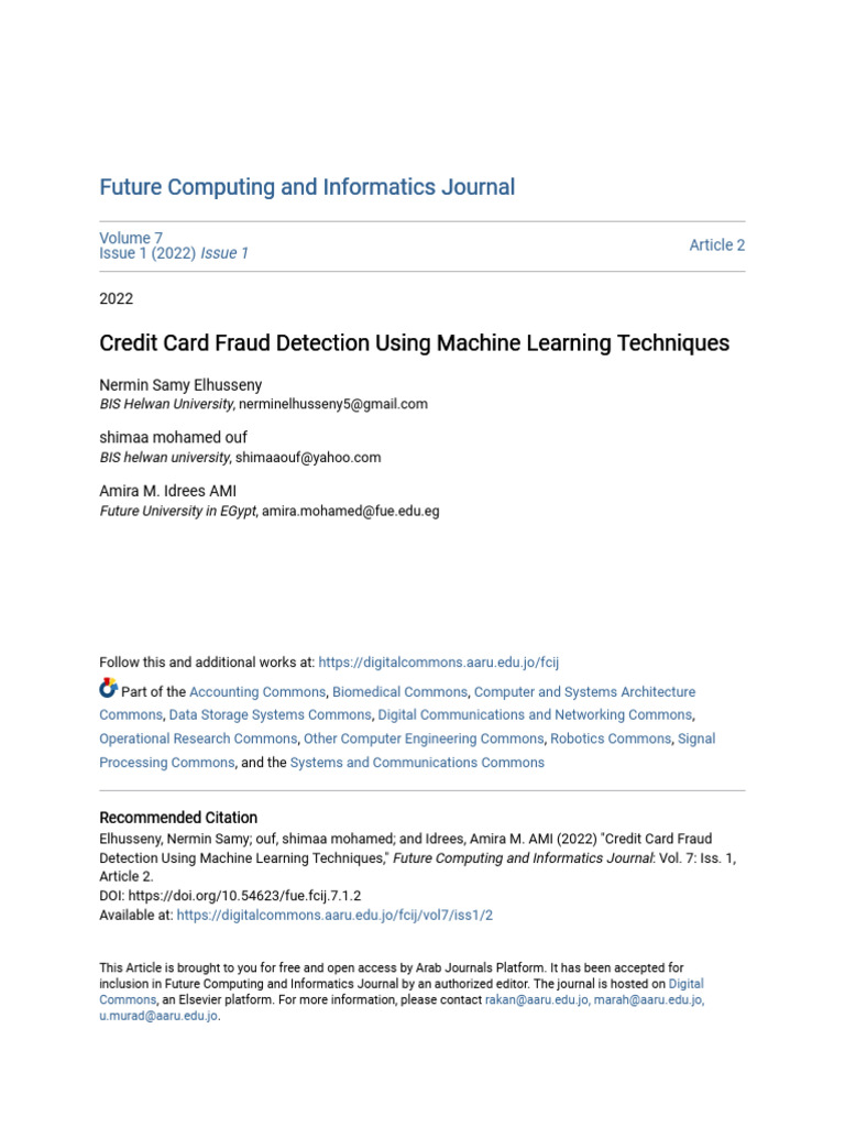 Credit Card Fraud Detection Using Machine Learning Techniques | PDF | Support Vector Machine ...