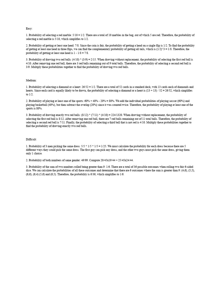 Math Script | PDF | Probability | Odds