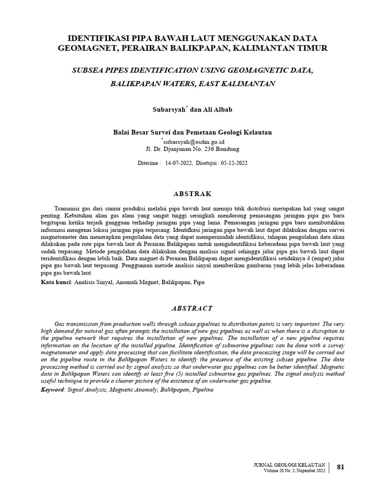 JGK - Identifikasi Pipa Bawah Laut - SubAlbab | PDF
