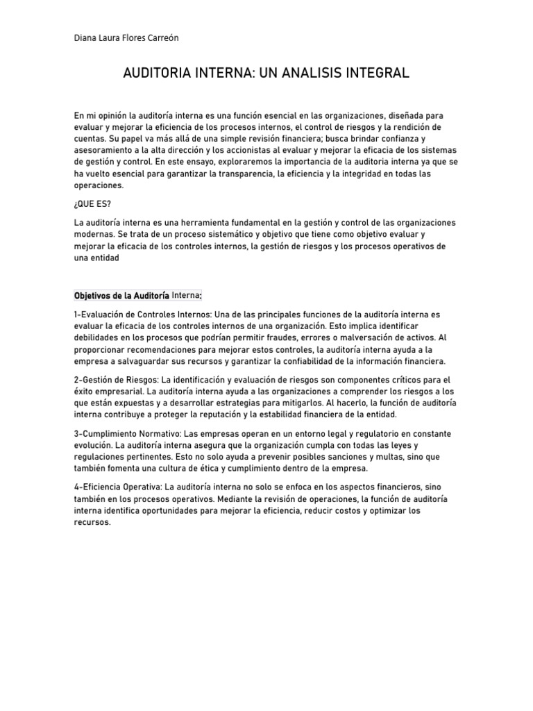 Ensayo Auditoria Interna} | PDF | Auditoría | Business