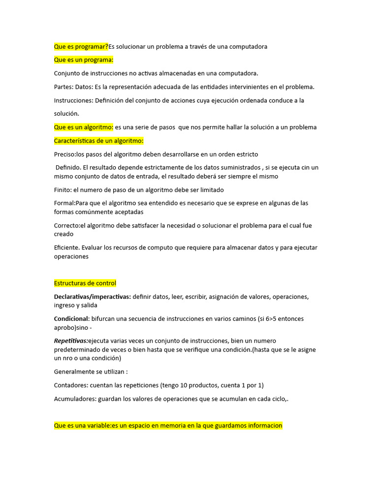 Borrador Introduccion a la programación | PDF | Algoritmos | Lenguaje de programación
