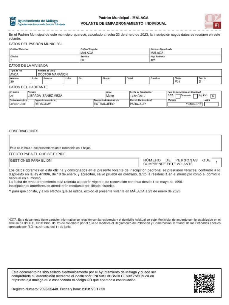 Justificante Seam | PDF | Documento de identidad | Gobierno