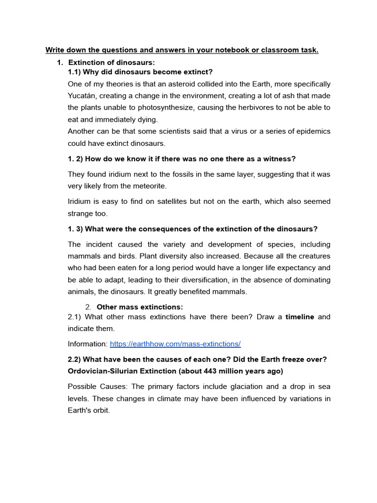 Dinosaurs extinction | PDF | Extinction | Dinosaurs