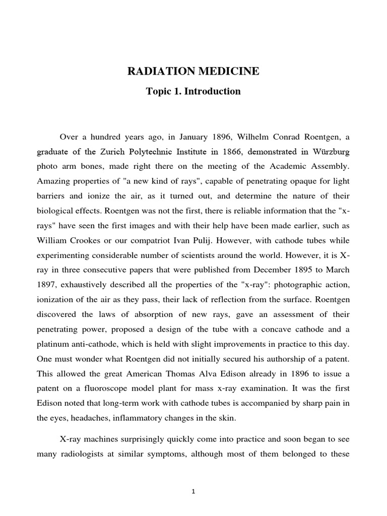 Radiation Medicine: Topic 1. Introduction | PDF | Absorbed Dose ...