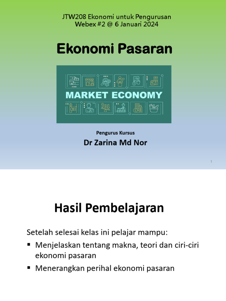 JTW208 TOPIK 2 at 6 Jan 2024 Ekonomi Pasaran | PDF