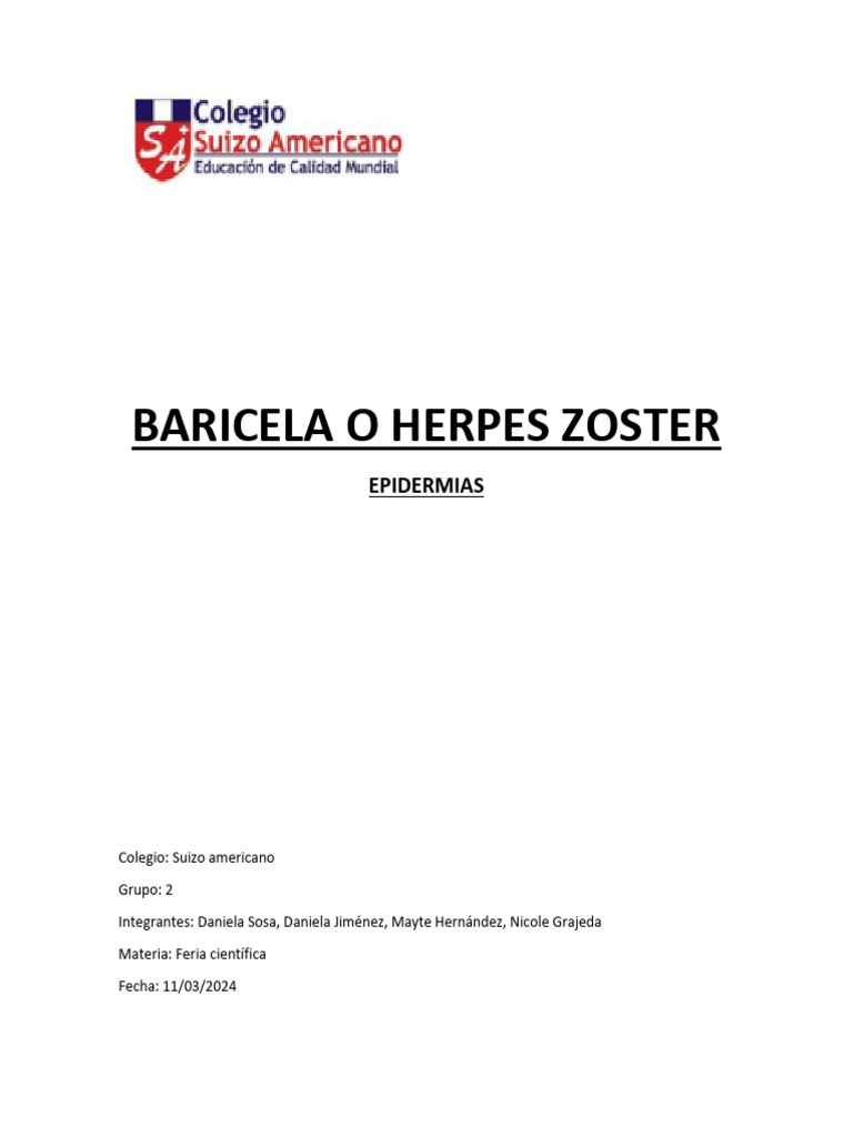 Baricela o Herpes Zoster | PDF | Especialidades Medicas | Medicina CLINICA