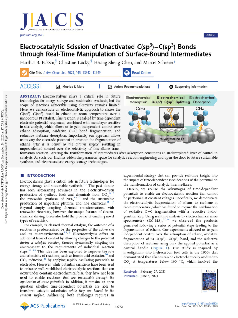 Electrocatalytic C-C Bond Scission | PDF | Chemical Reactions | Adsorption