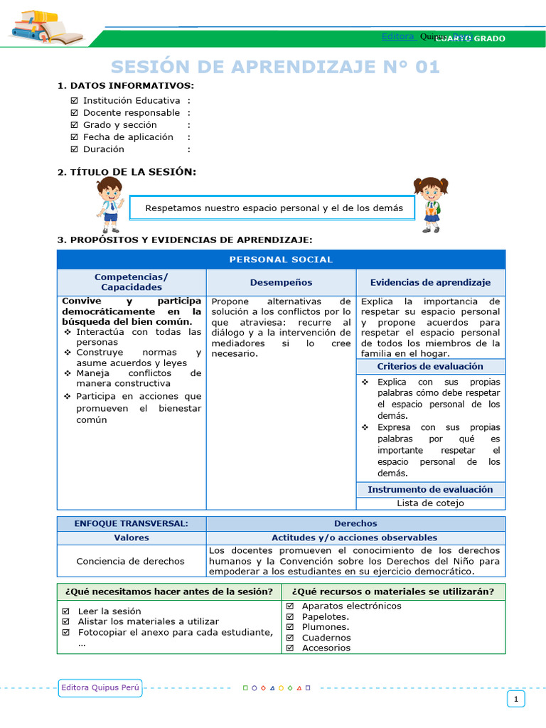 Sesiones de Aprendizaje - EDA X Semana 1 - Editora Quipus Perú-1 | PDF | Evaluación | Aprendizaje