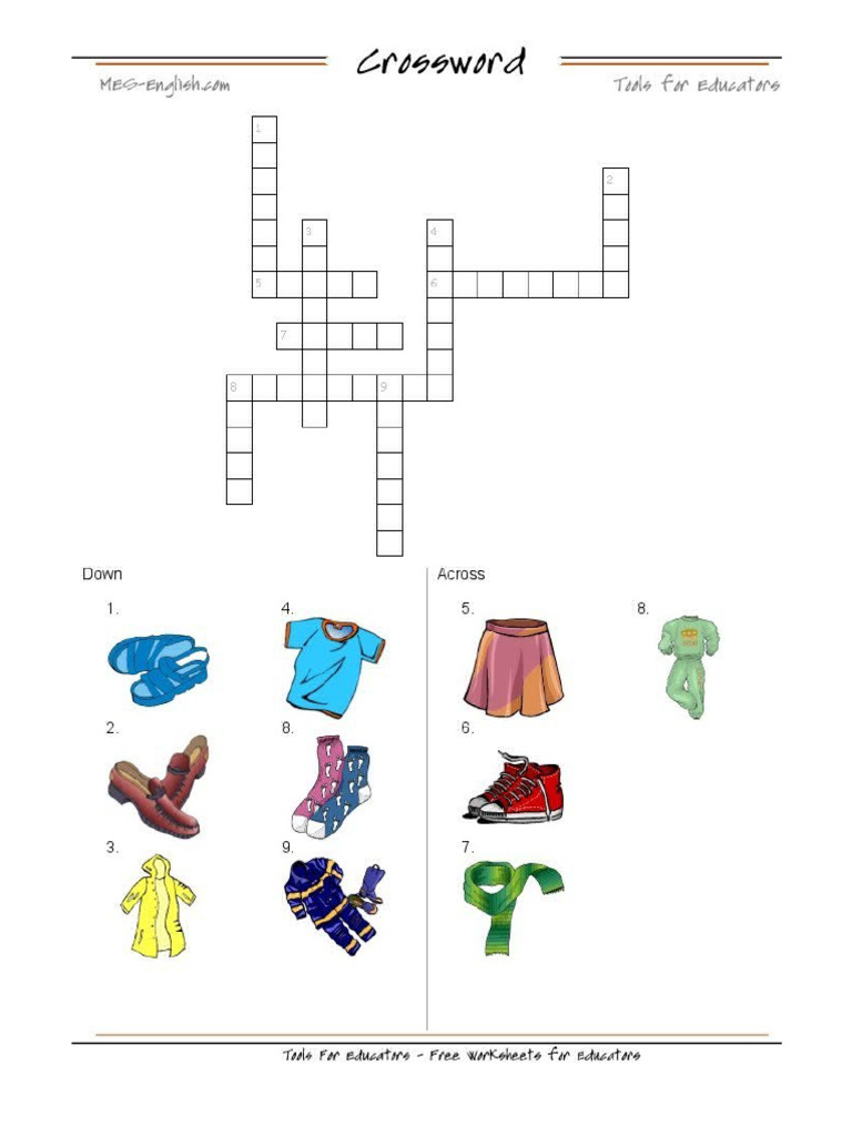 Clothing Crosswords 108751 | PDF
