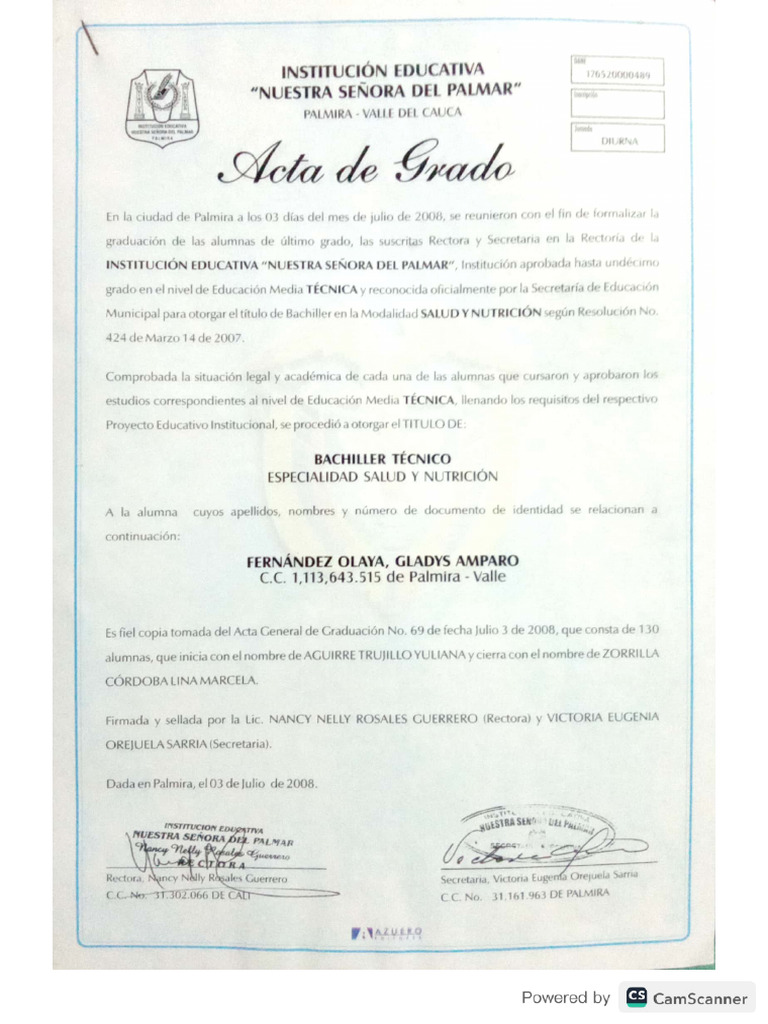 Bachiller. ACTA | PDF