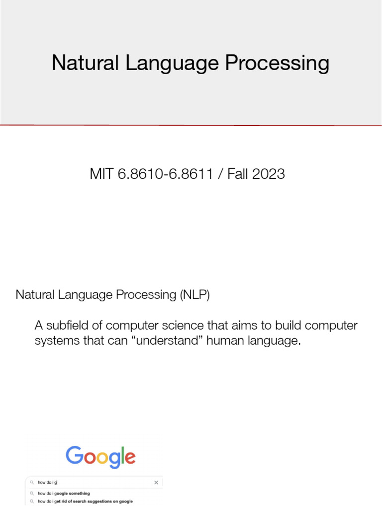 Natural Language Processing: MIT 6.8610-6.8611 / Fall 2023 | PDF | Machine Learning | Linear ...