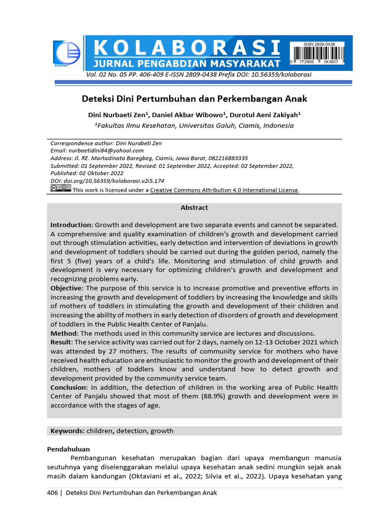 Deteksi Dini Pertumbuhan Dan Perkembangan Anak | PDF | Human Development | Human Life Stages