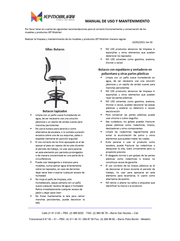 MANUAL DE USO Y MANTENIMIENTO JEP - Butacos - 10 - 05 - 2021 | PDF