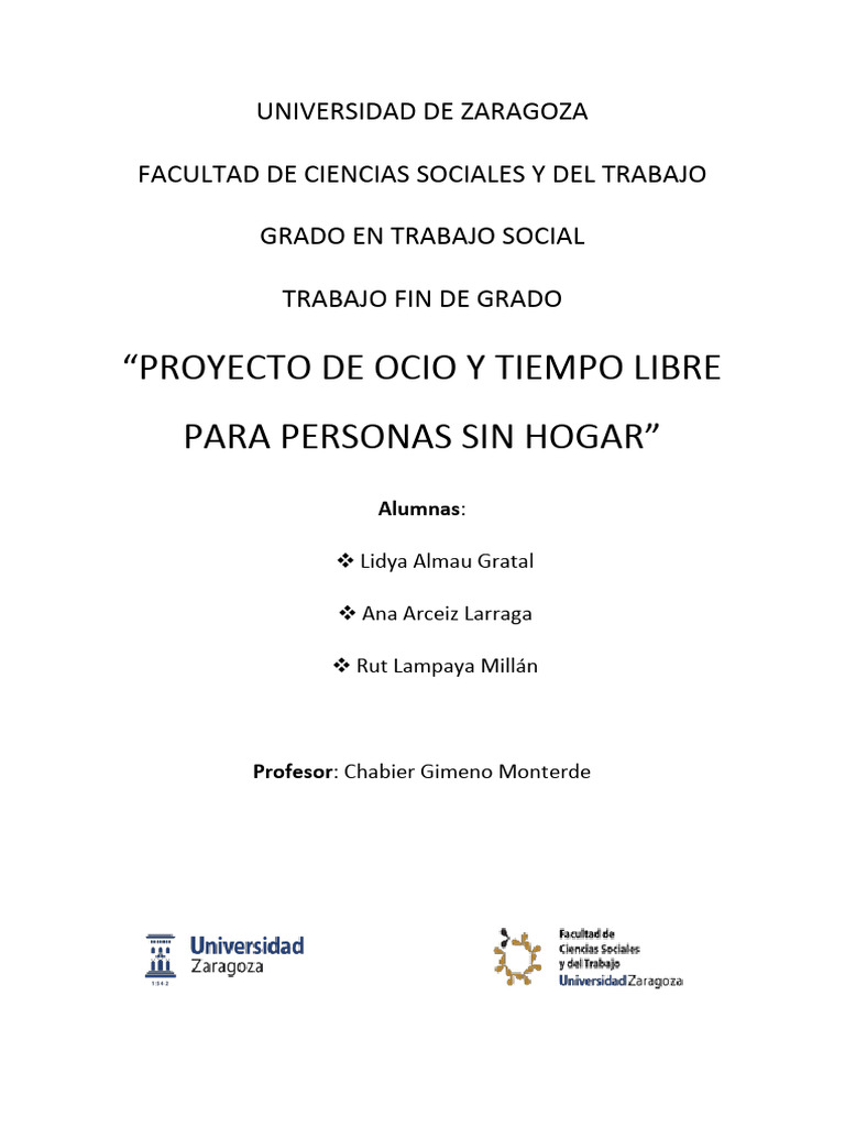 Proyecto de Ocio y Tiempo Libre | PDF | Cuestionario | Exclusión social