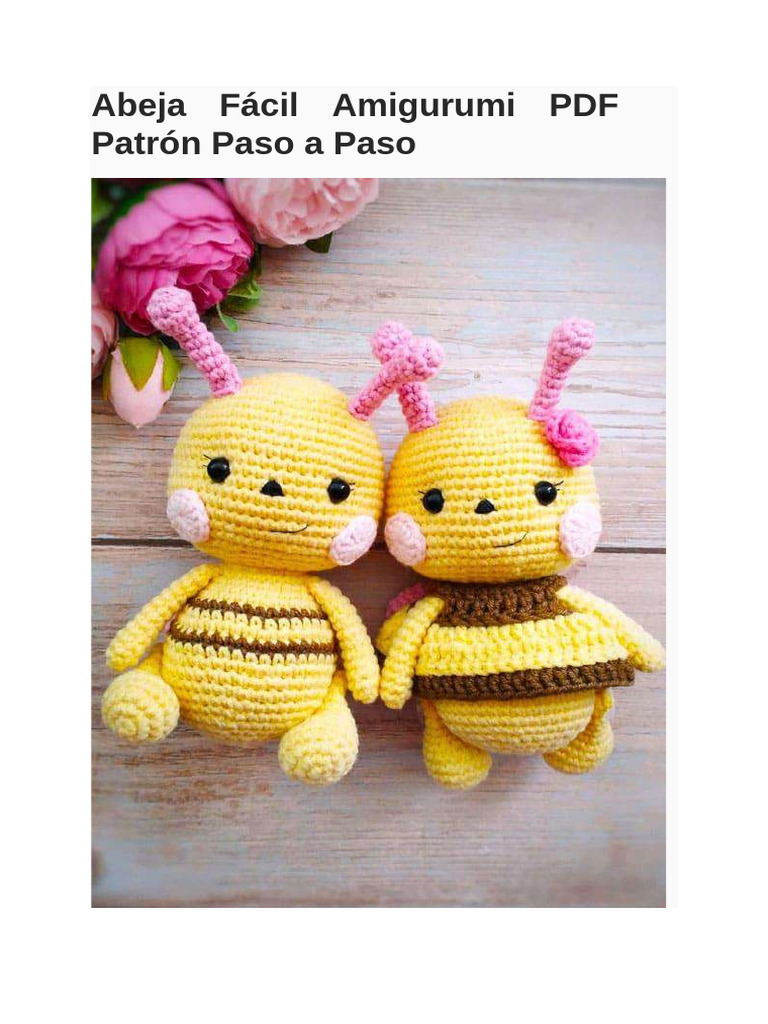 Abeja Facil Amigurumi PDF Patron Paso A Paso PDF | PDF | Amigurumi | Costura