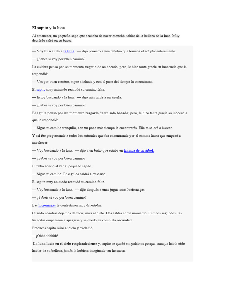 El sapito y su búsqueda de la luna | PDF | Religión y espiritualidad ...