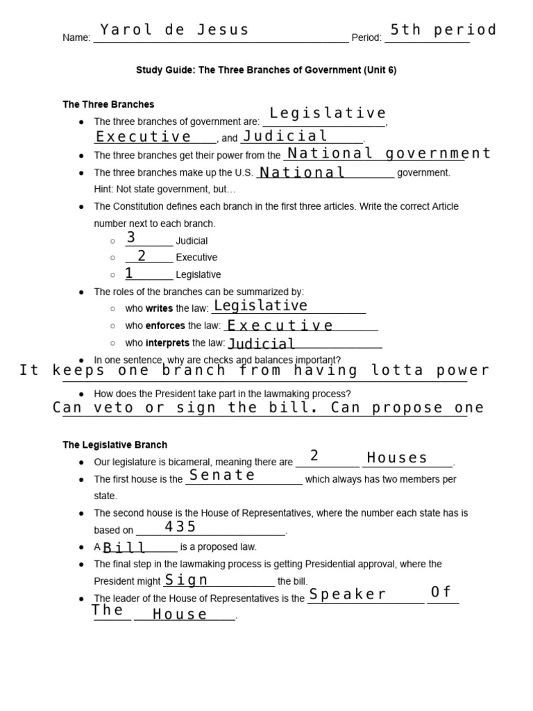 Three Branches of U.S. Government | PDF | Separation Of Powers ...