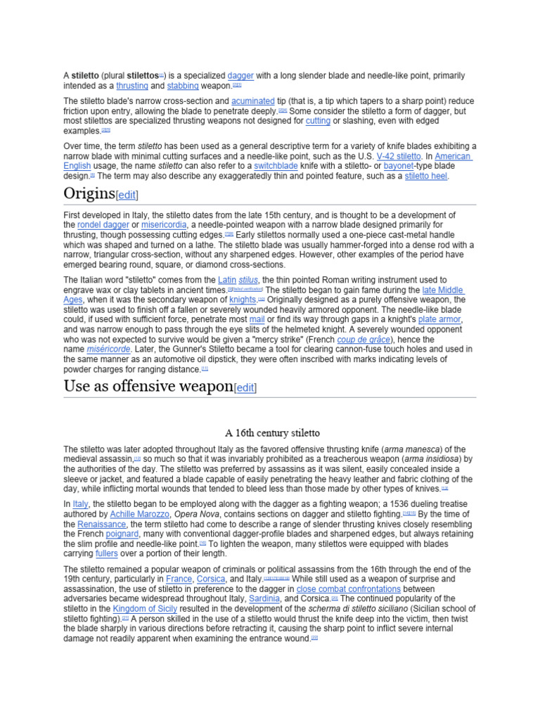 Stiletto | PDF | Blade Weapons | Melee Weapons