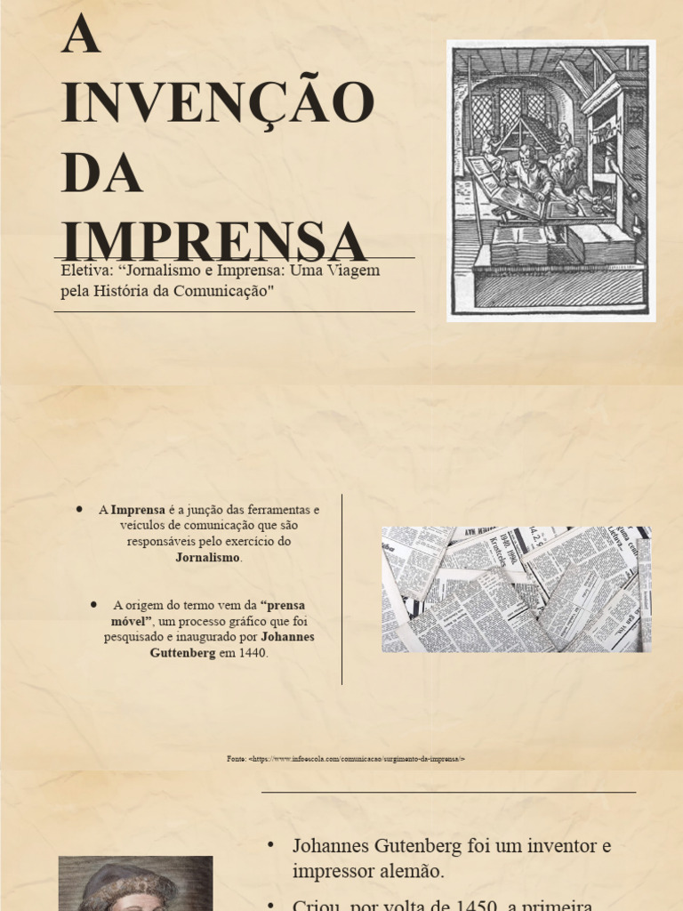 Invenção da Imprensa por Gutenberg | PDF | Prensa móvel | Johannes ...