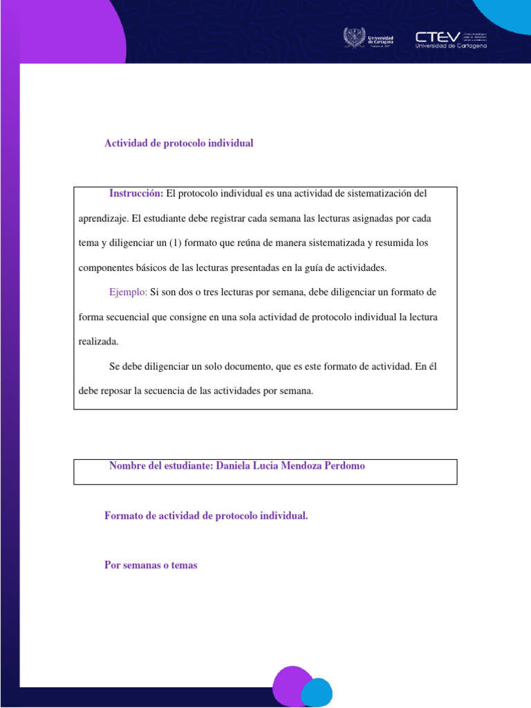 Protocolo individual. | PDF | Educación a distancia | Aprendizaje