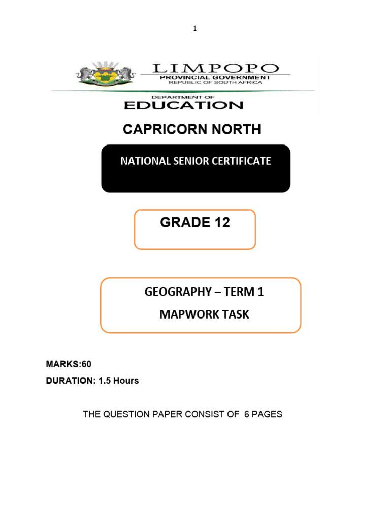 Grade 12 Mapwork Task 2024 | PDF | Topography | Geographic Information System
