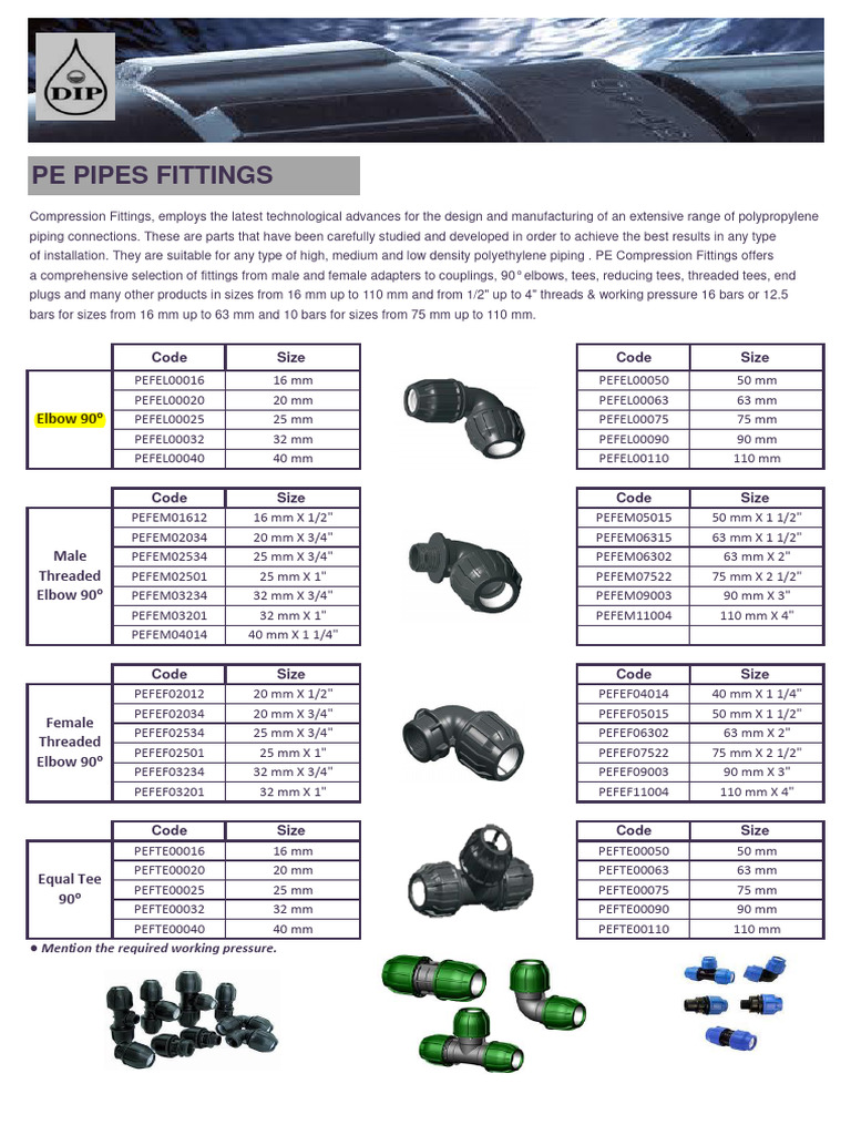 PE. FITTINGS Leaflet en | PDF | Pipe (Fluid Conveyance) | Plumbing