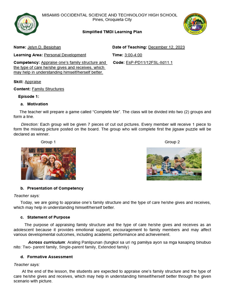 PerDev - Simplified TMDI Learning Plan | PDF | Family | Stepfamily