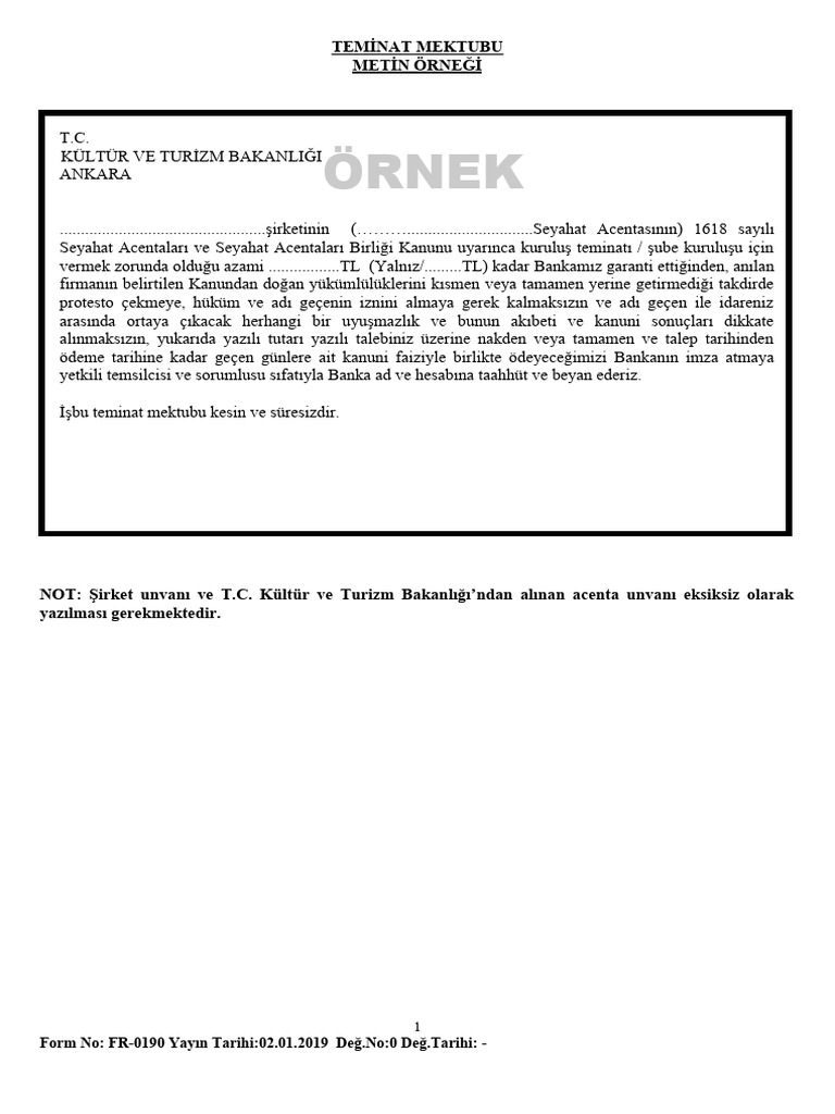 Teminat Mektubu Ornegi | PDF