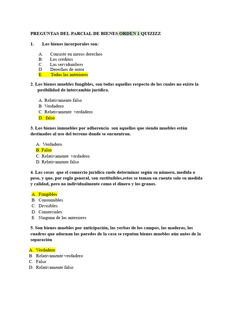 Preguntas de Bienes | PDF | Bienes | Propiedad