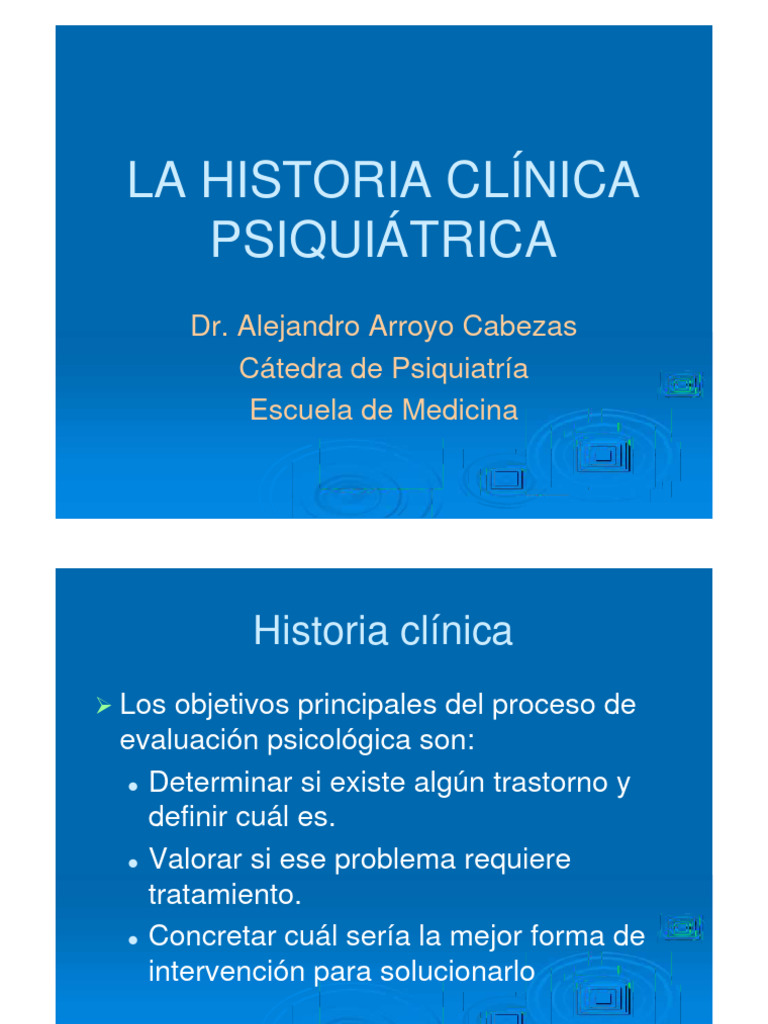 HISTORIA CLINICA PSIQUIATRICA | PDF | Trastorno mental | Psiquiatría