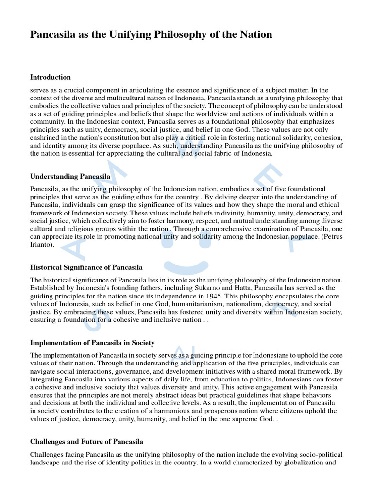 Pancasila As The Unifying Philosophy of The Nation | PDF | Justice ...