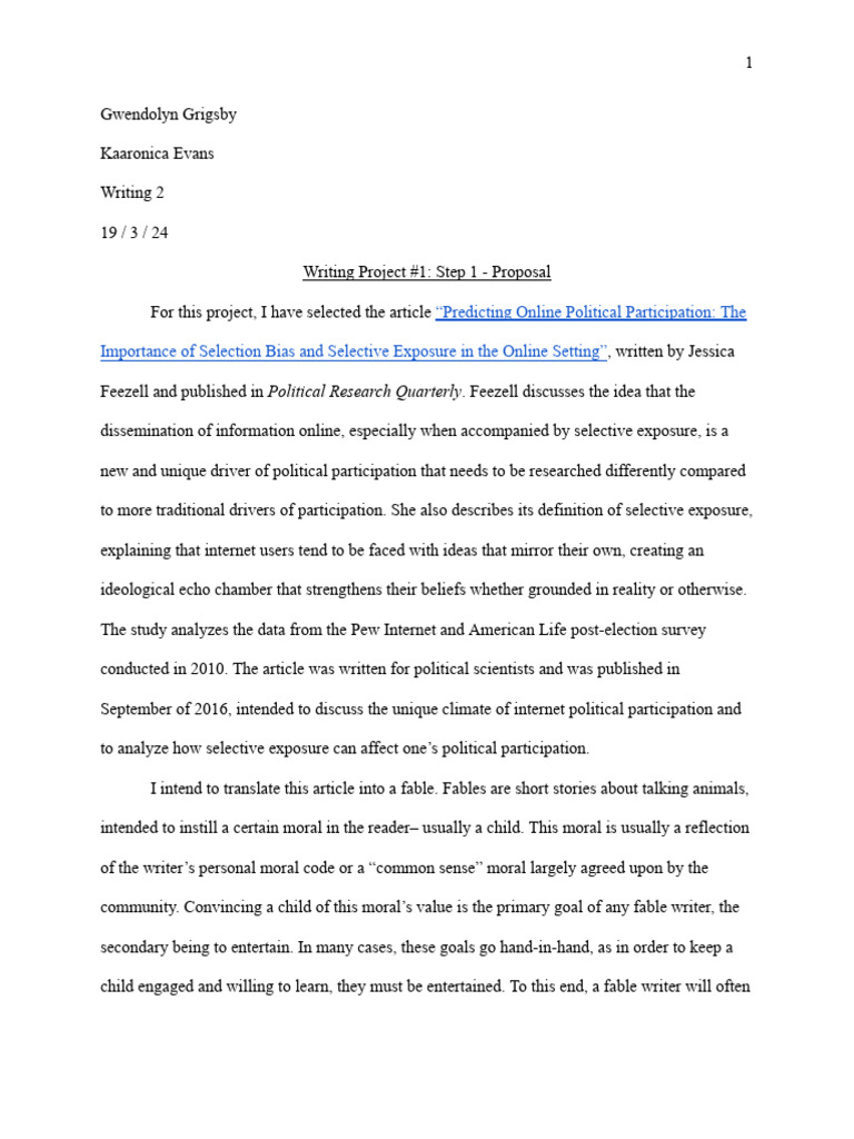 Writ 2 Writing Project 1 Submission Draft | PDF | Thought | Academic ...